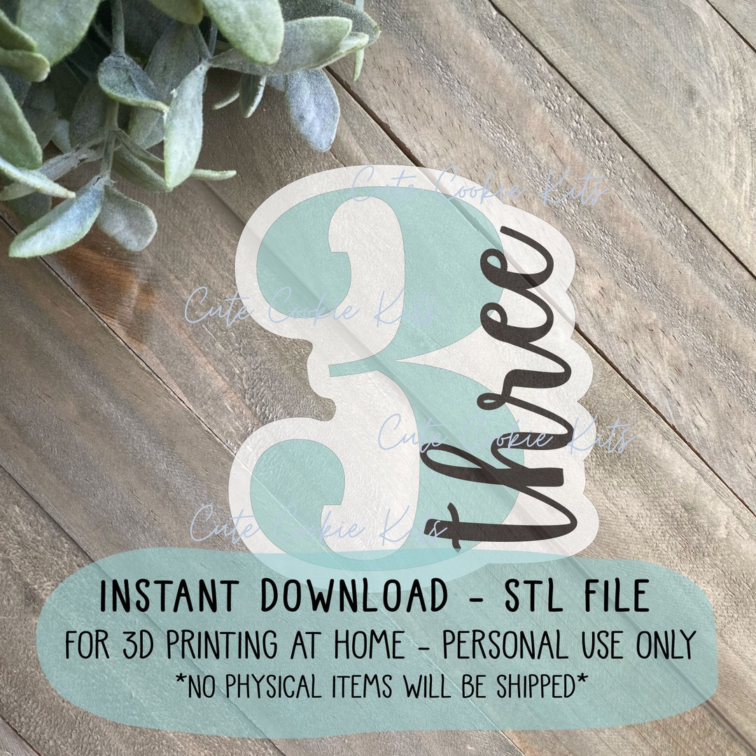 STL File Number 3 With Lettering Cookie Cutter - 3.5 Inch - CCK623 ...