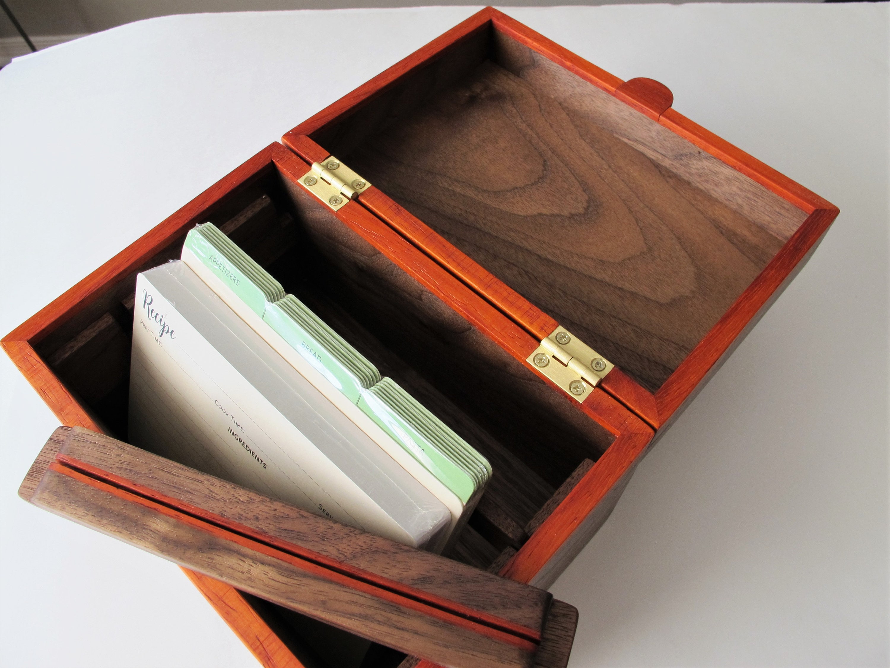 Walnut Recipe Card Box Wooden Recipe Box 4 X 6 With Holder - Etsy Canada