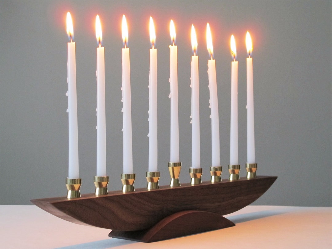 Handcrafted Modern Walnut Menorah for Hanukkah Celebrations and Jewish ...