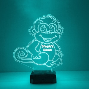 Monkey Custom Engraved Night Light, Personalized Free,16 Color Options ...