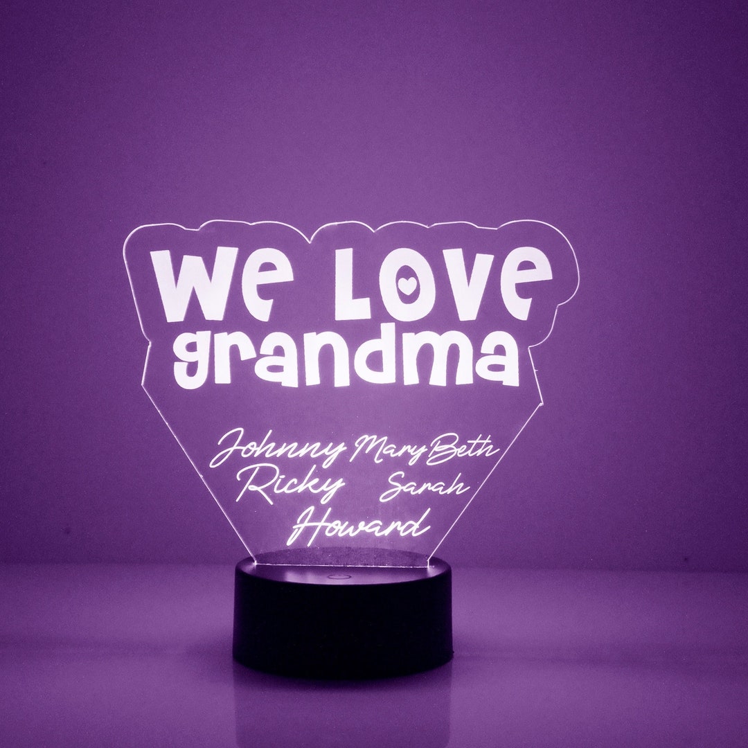 Personalized Grandma LED Light, Custom Engraved Gift, 16 Color Options ...