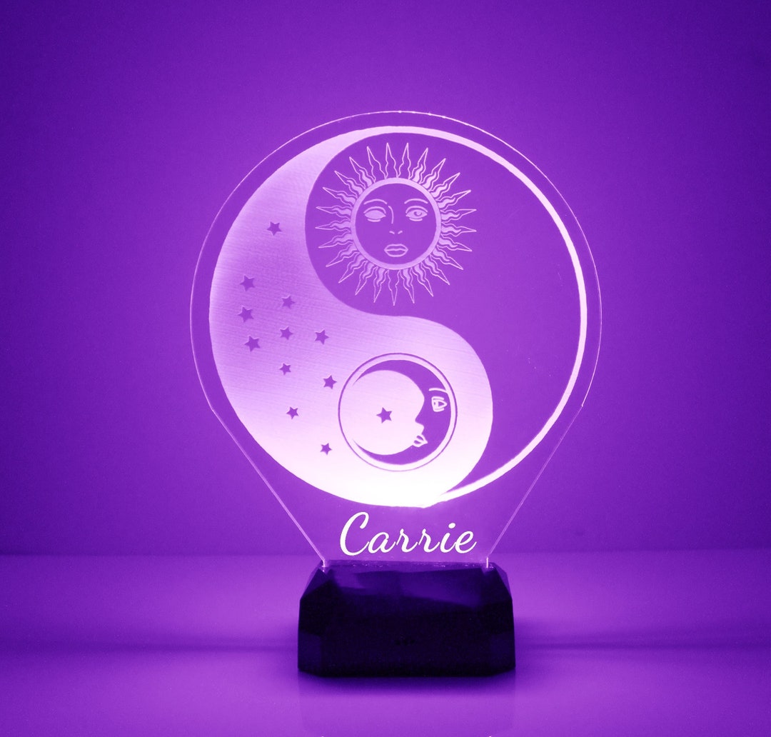 Acrylic Light up Yin Yang Art, Custom Engraved Night Light ...