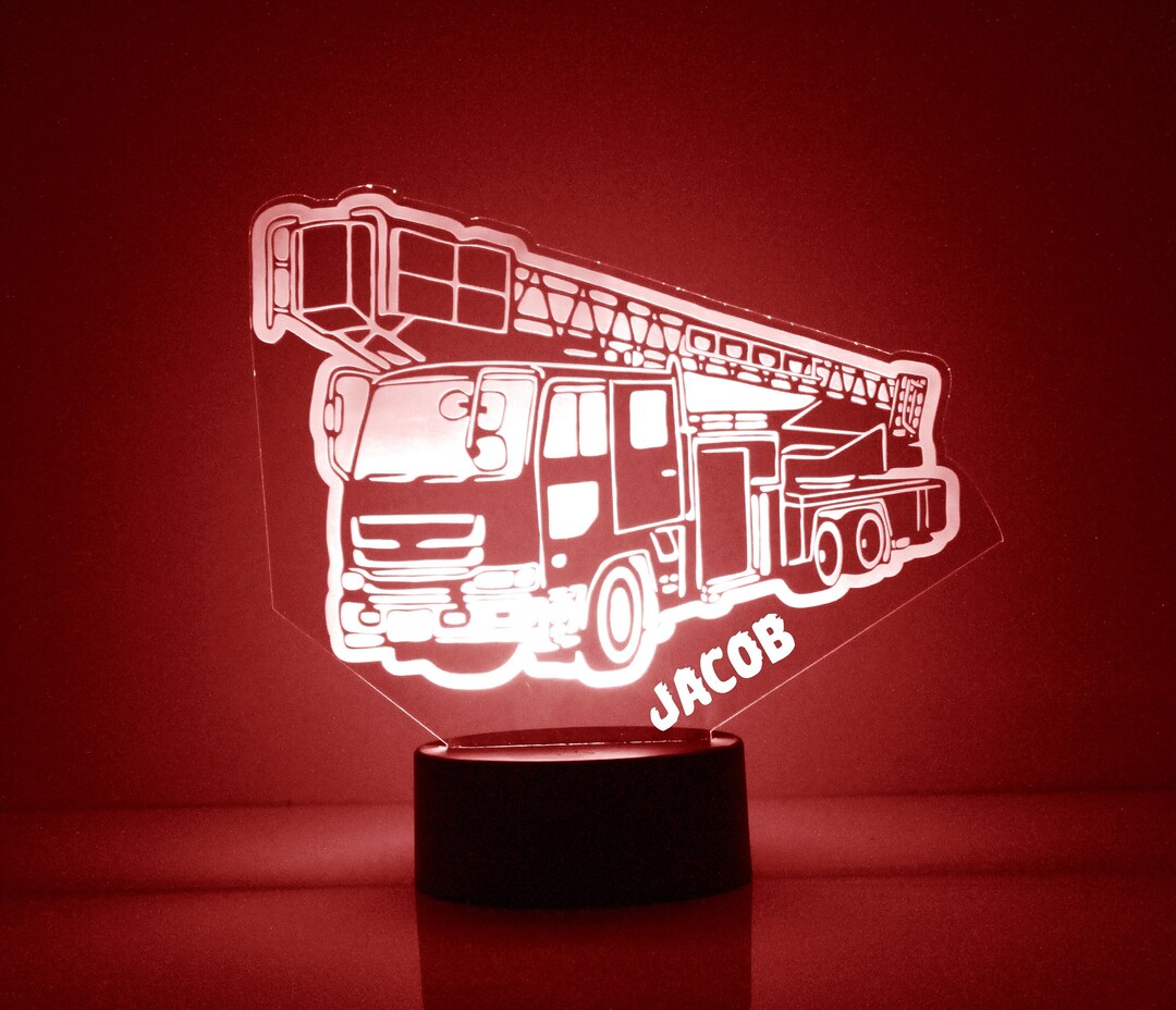 Light up Fire Dept. Truck, Custom Engraved Night Light, Personalized ...