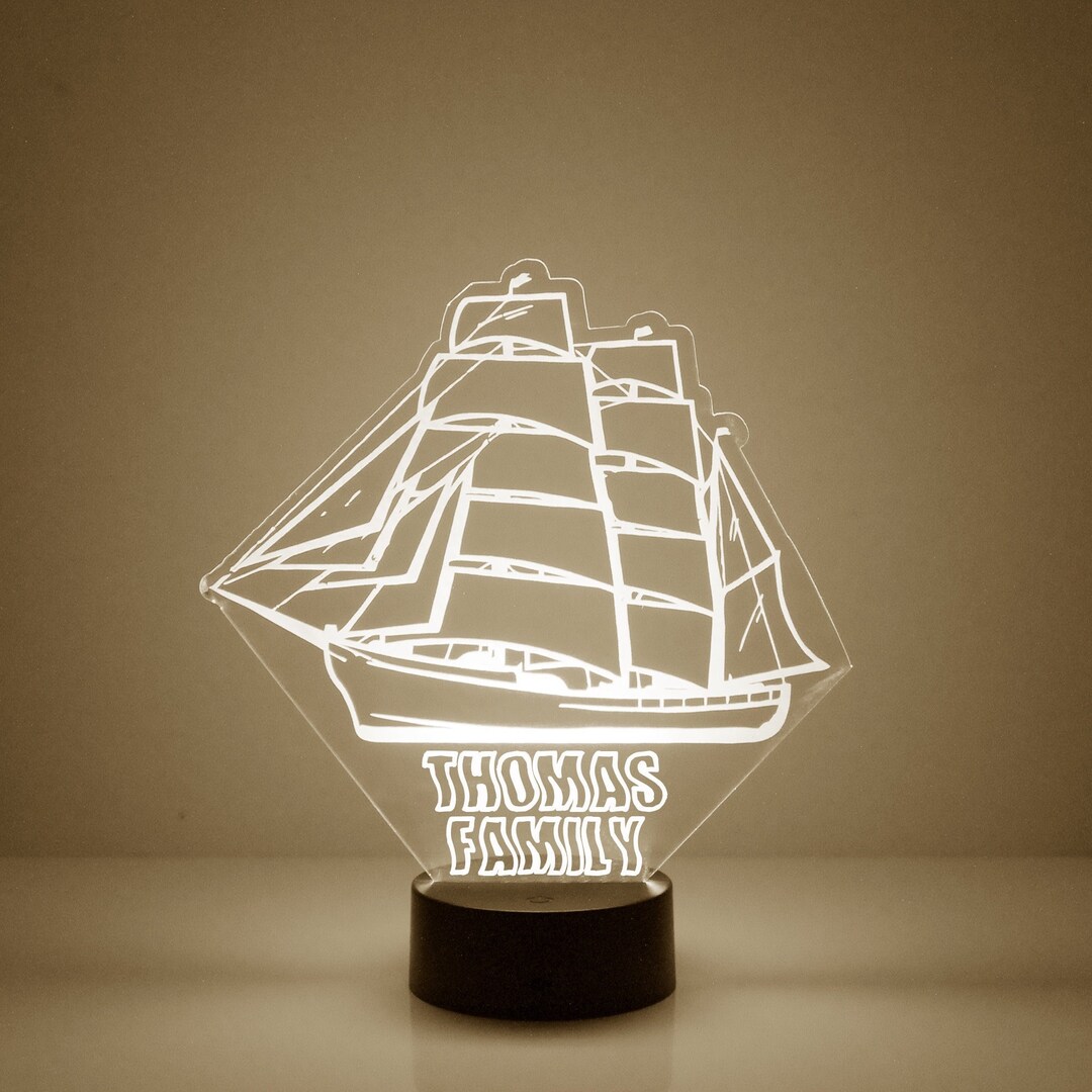 Light up Sail Boat, Custom Engraved Night Light, Personalized Free, 16 ...