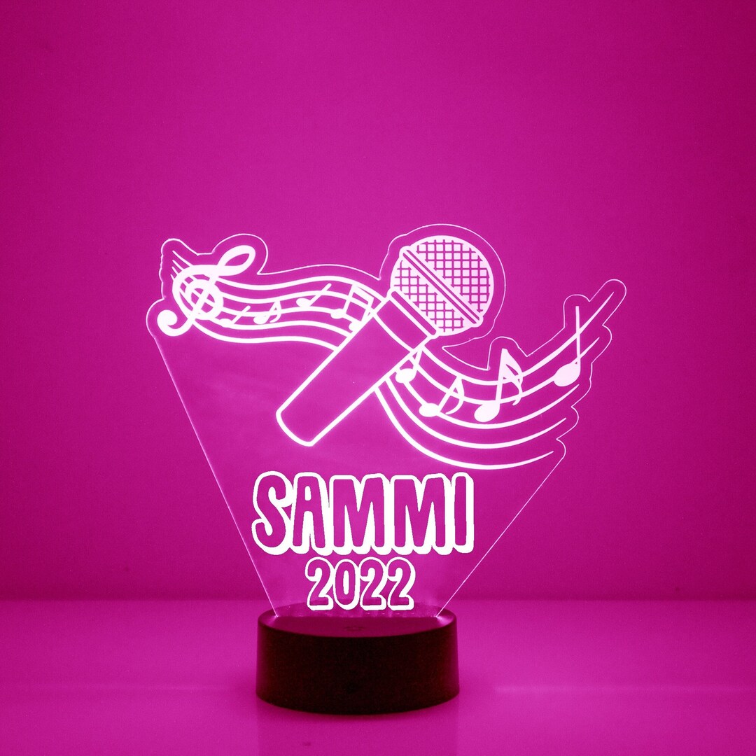 Acrylic Light up Microphone, Custom Engraved Night Light, Personalized ...
