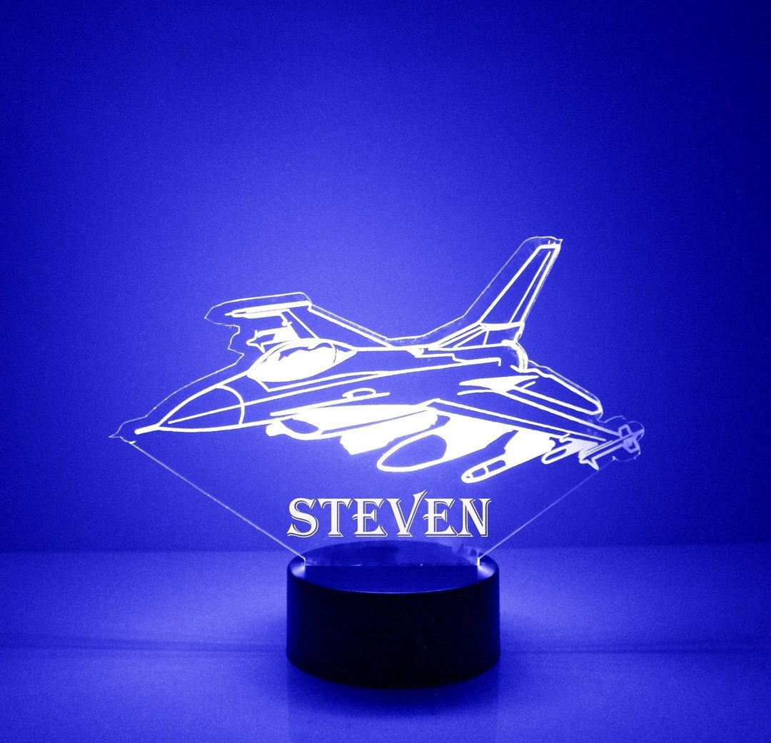 Light up Fighter Jet, Custom Engraved Night Light, Personalized Free ...