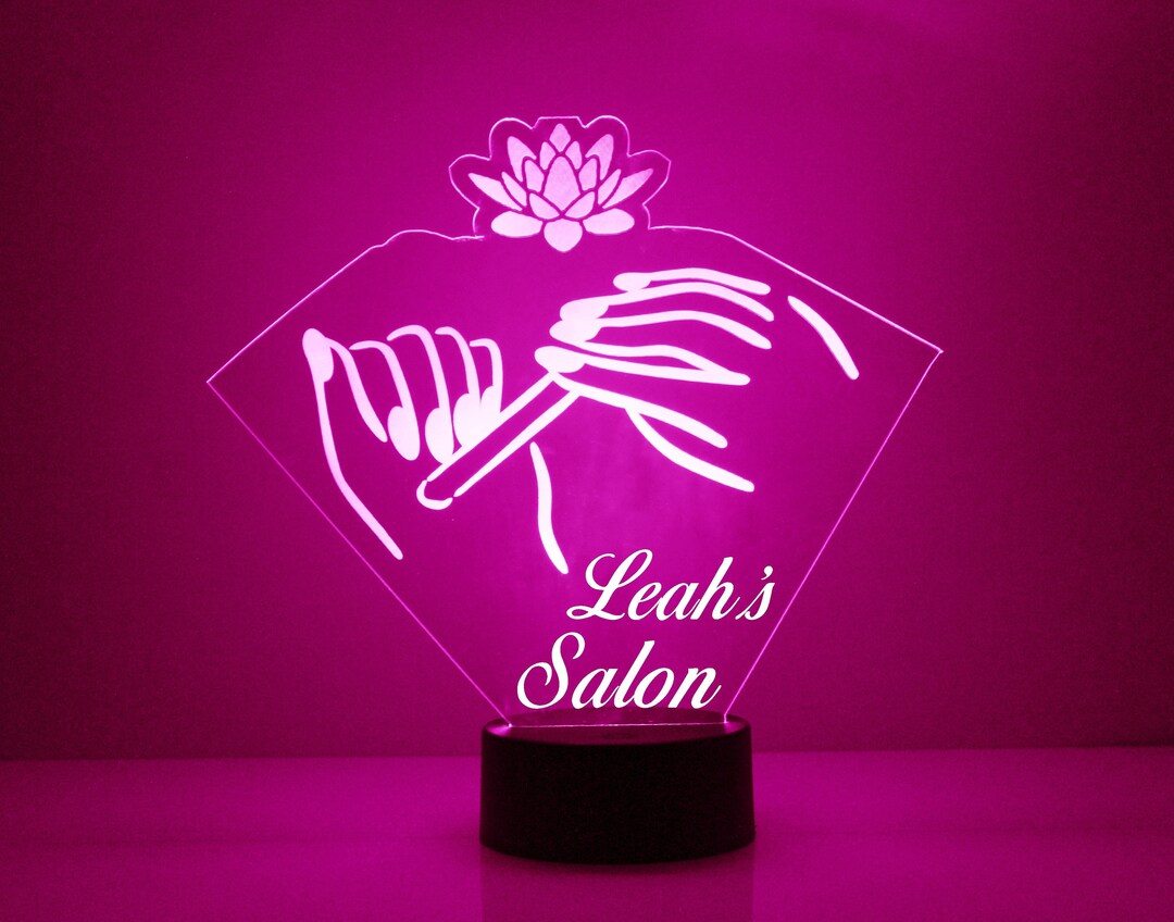 Light up Acrylic Nail Salon Sign, Custom Engraved Table Light ...