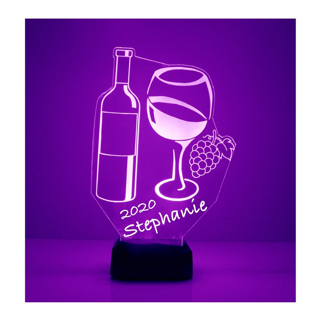 Acrylic Light up Wine Glass Sign,custom Engraved Night Light ...