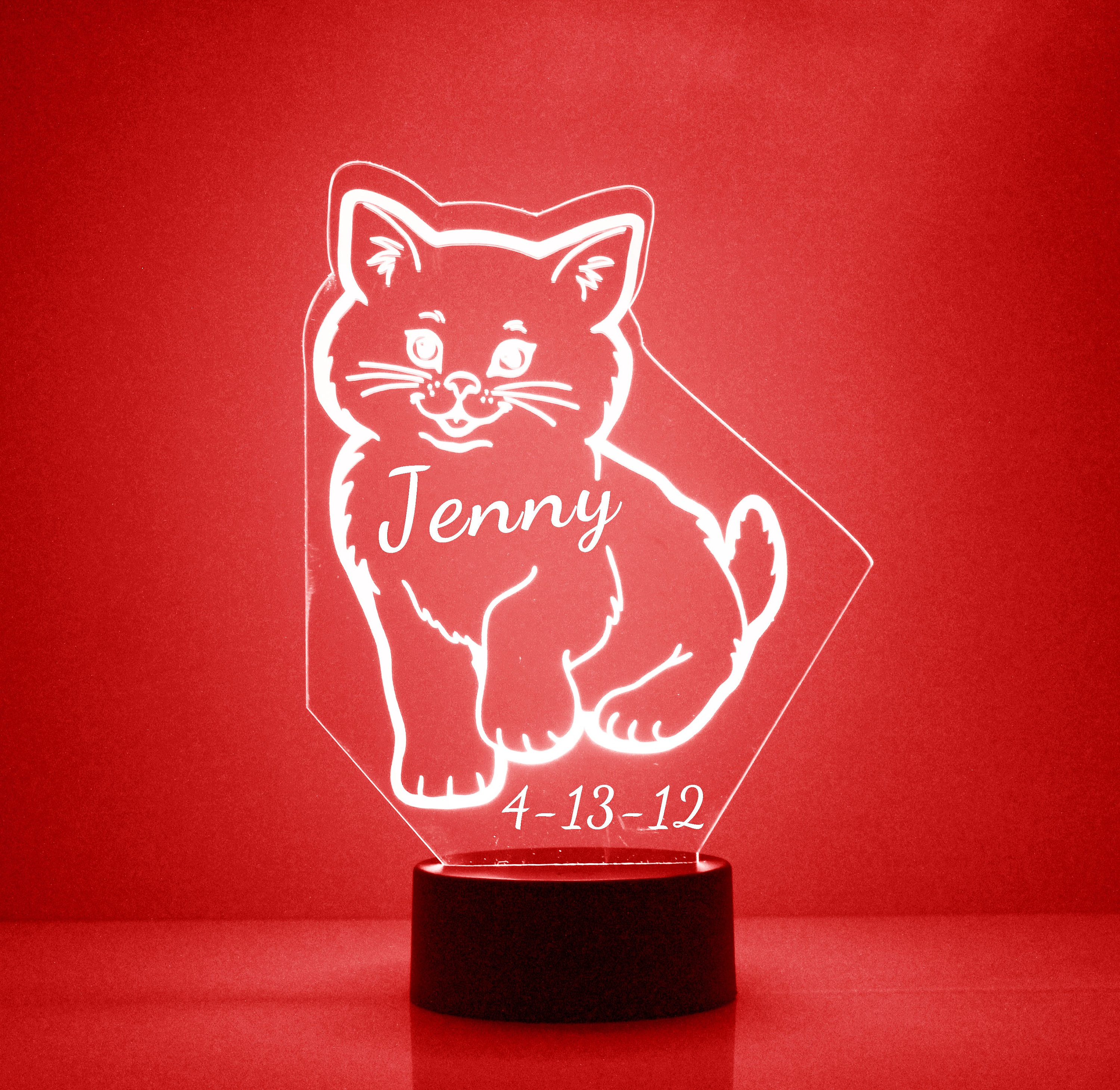 Light up Cute Kitten Custom Engraved Night Light - Etsy
