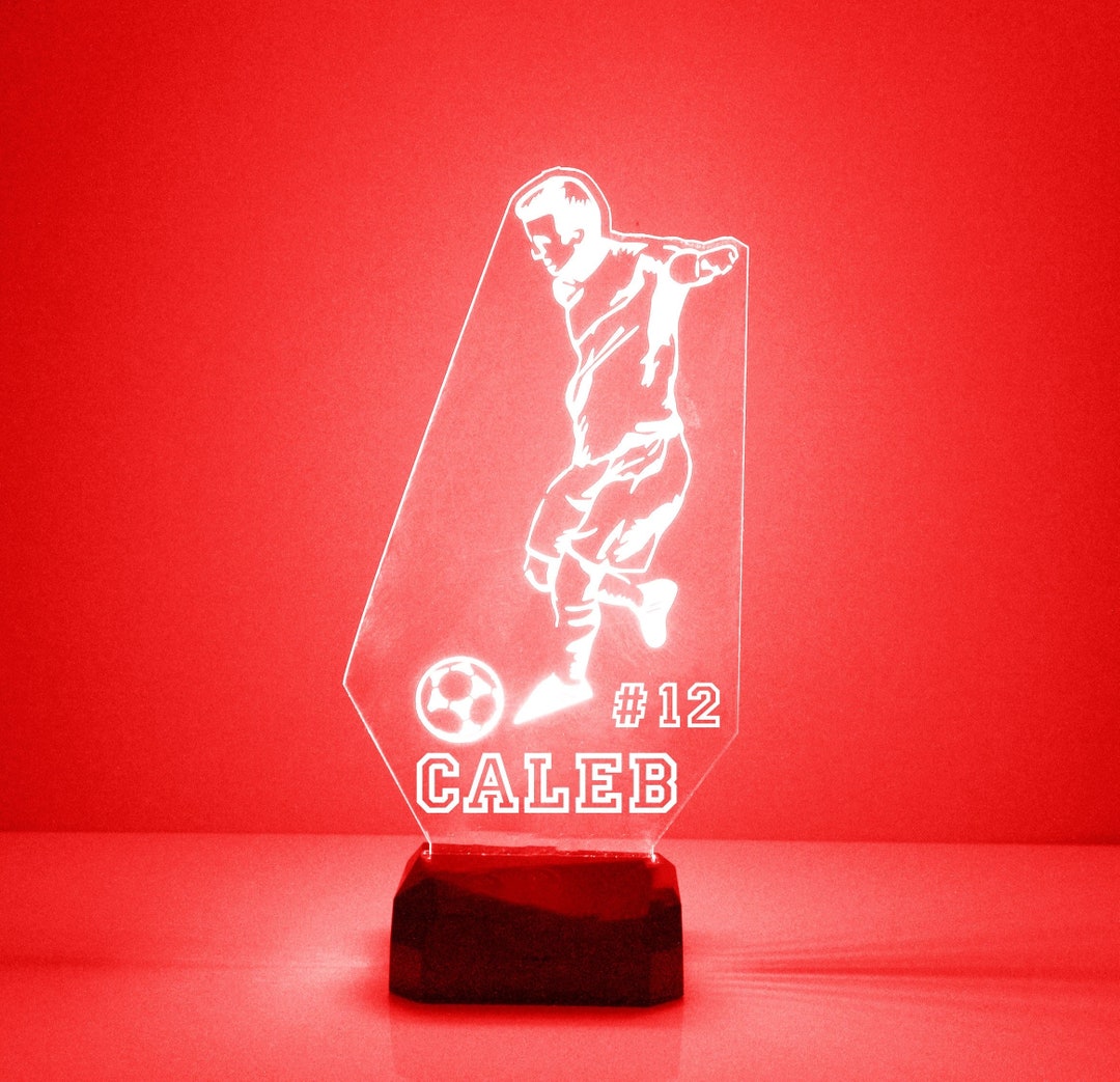 Light up Soccer Player, Custom Engraved Night Light, Personalized Free ...