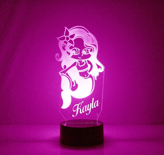 Mermaid Light Up Custom Engraved Night Light Personalized - Etsy
