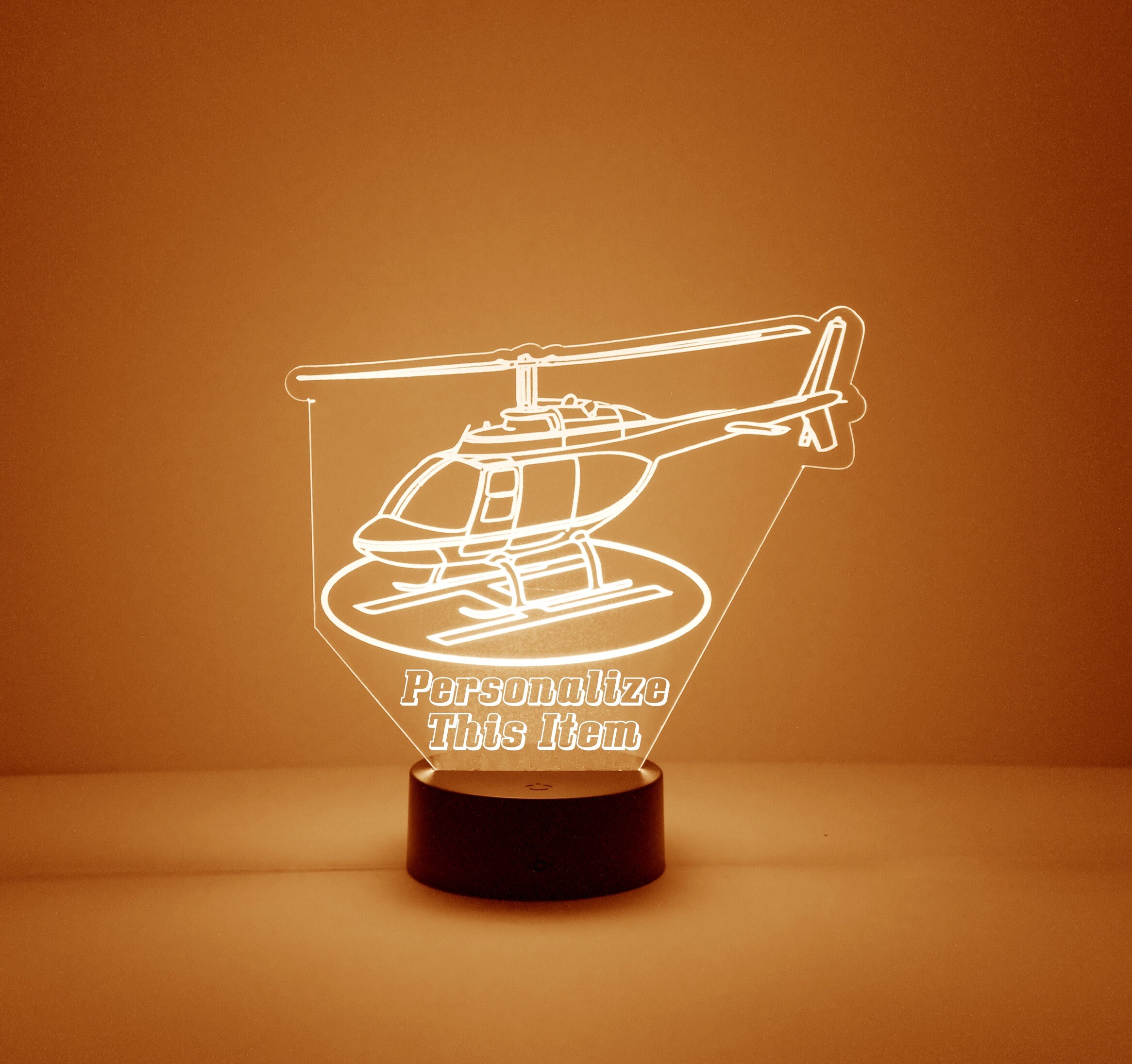 Light up Helicopter Custom Engraved Night Light Personalized - Etsy