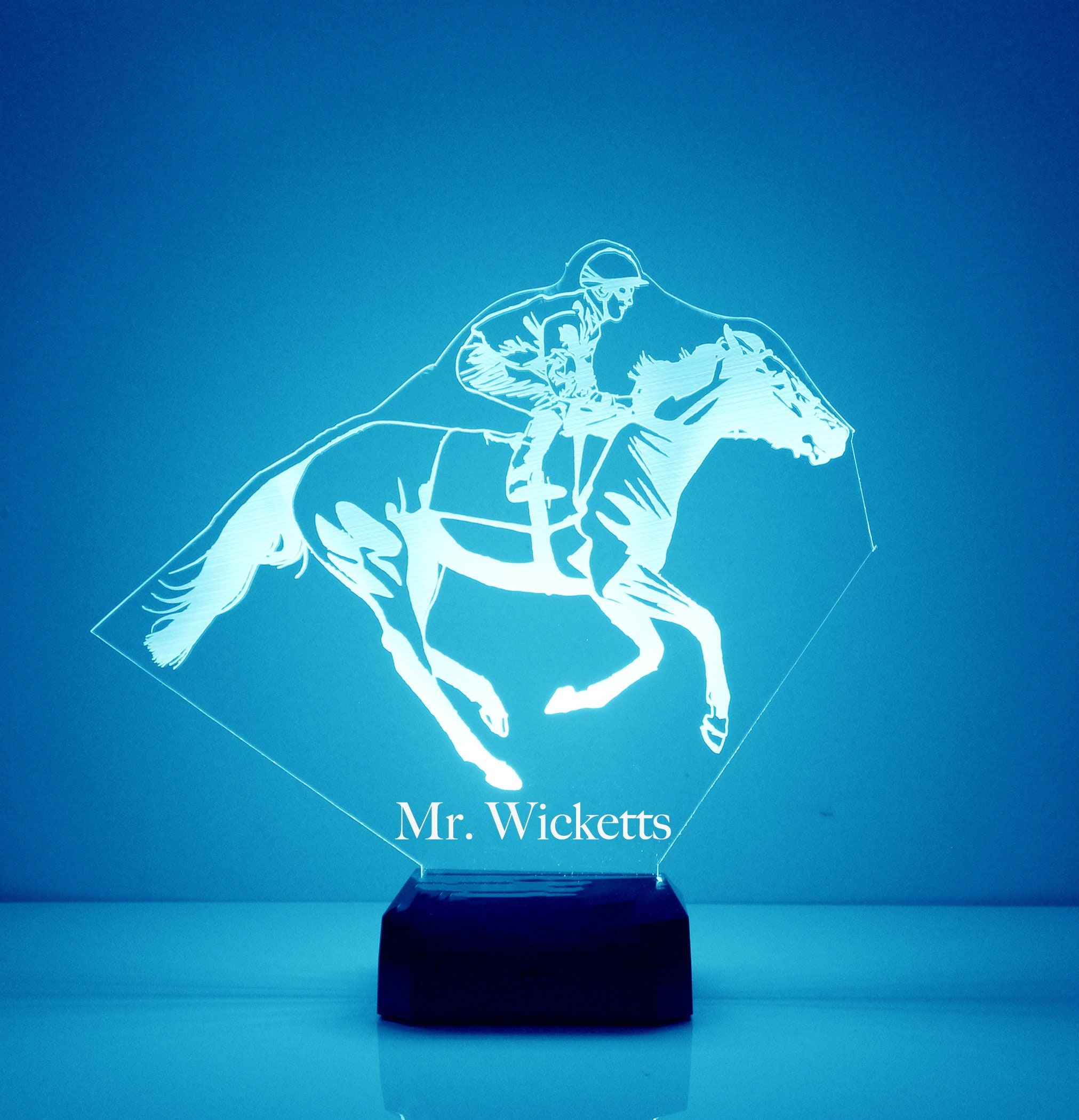 Light up Race Horse & Jockey Custom Engraved Night Light - Etsy