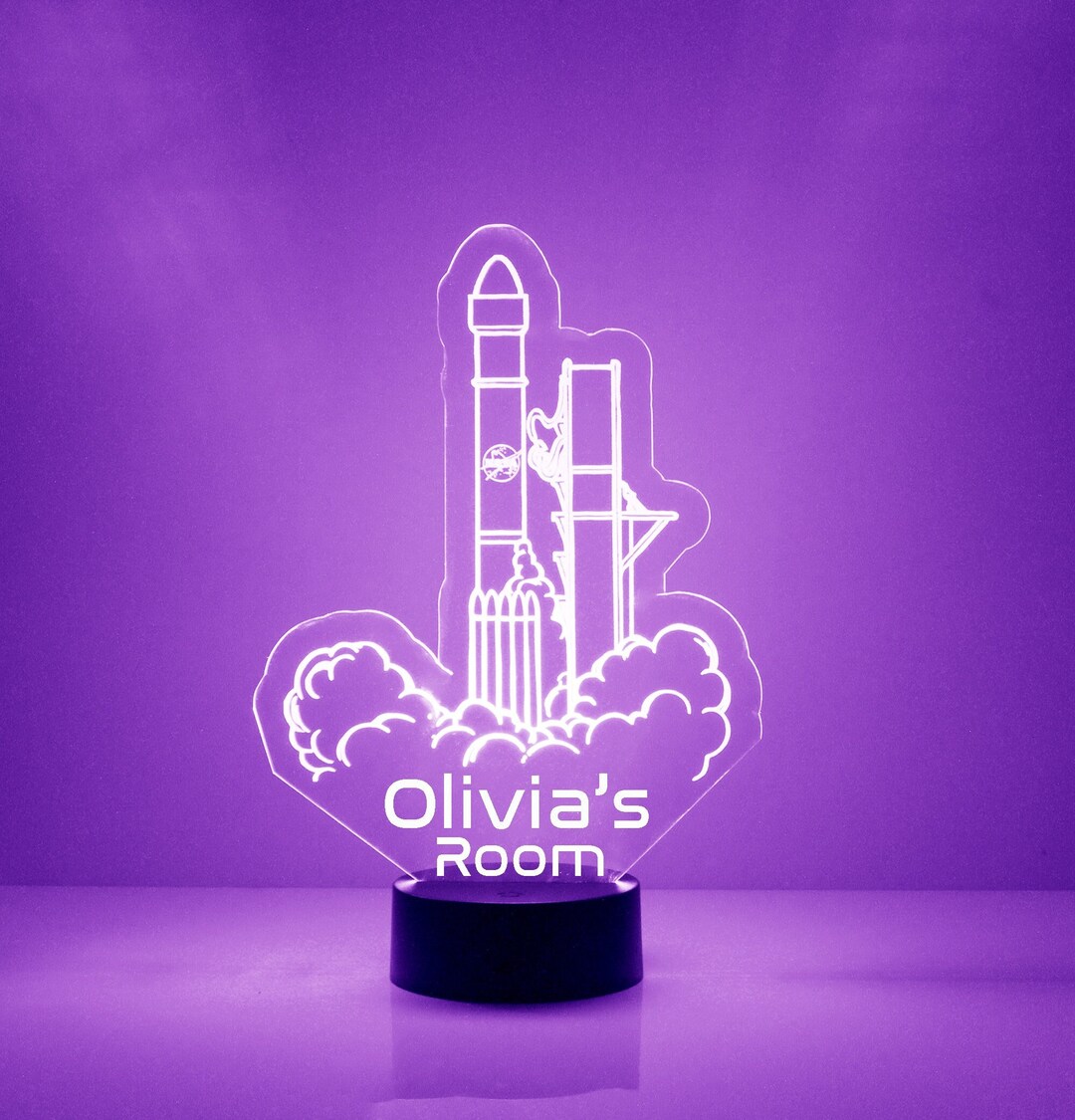 Light up Rocket Ship, Custom Engraved Night Light, Personalized Free ...