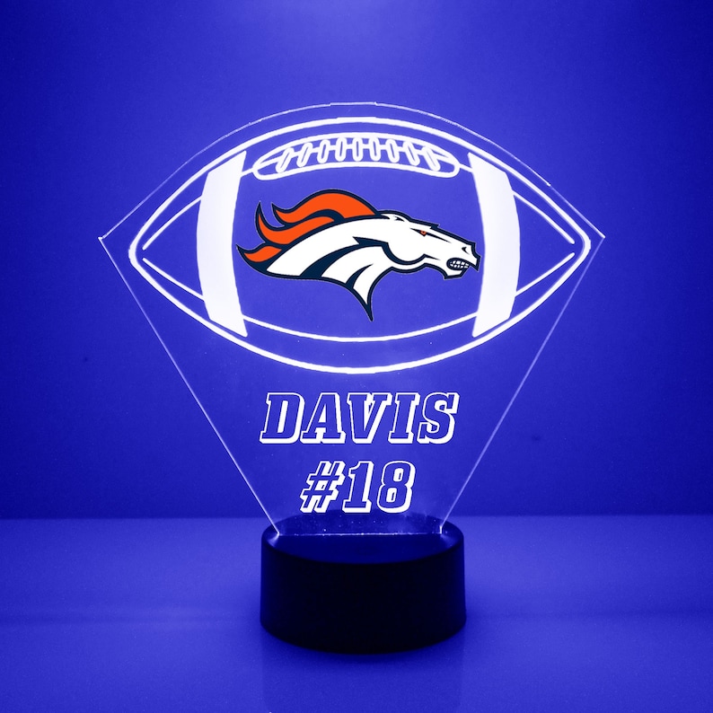 Denver Broncos, LED Football Sports Fan Lamp, Custom Made Night Light ...