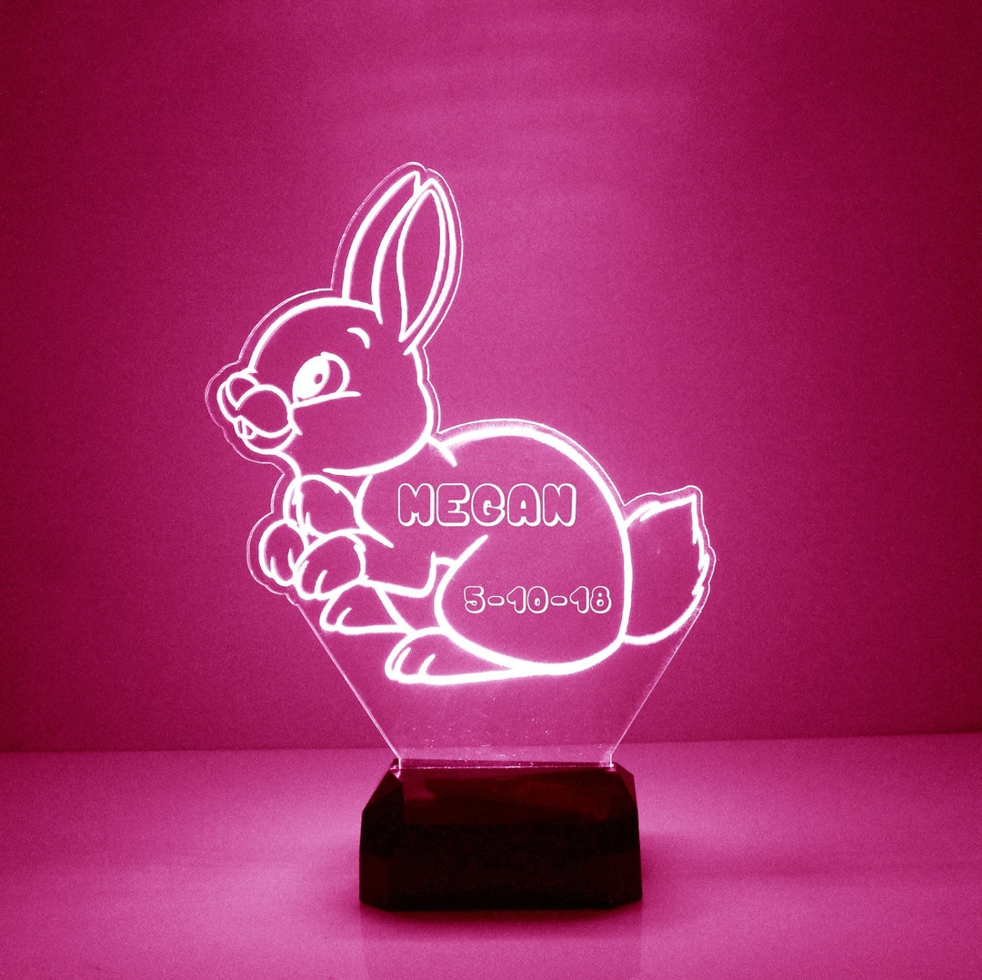 Cute Bunny Rabbit Light Up, Custom Engraved Night Light, Personalized ...