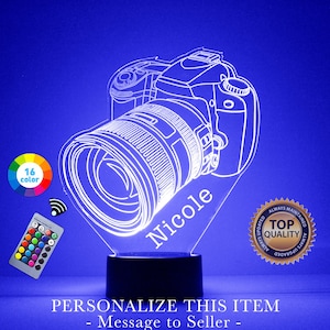 Acrylic Light up Camera, Custom Engraved Table Light, Personalized Free ...