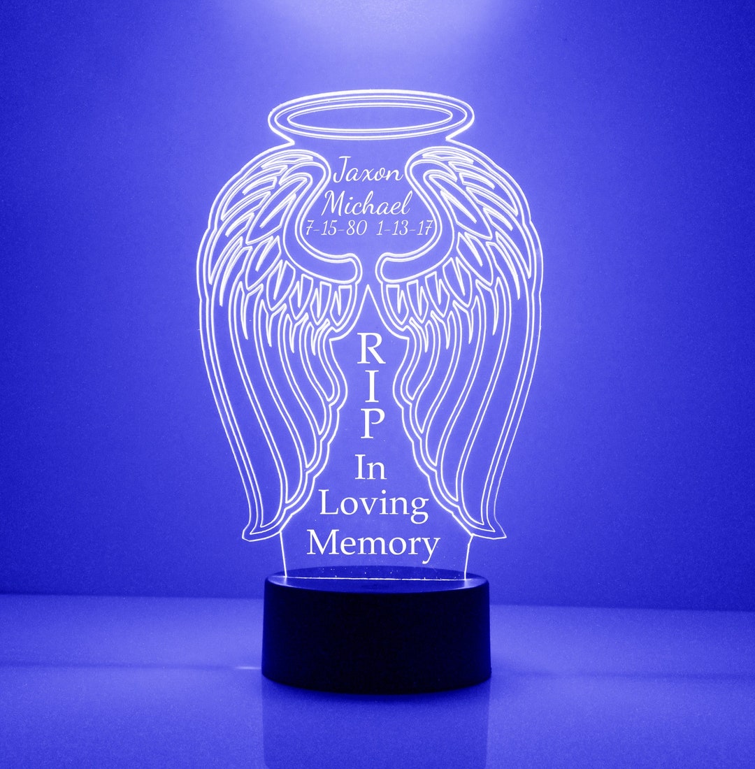 Angel Wings, RIP Custom Engraved Table Light, Personalized Free, 16 ...