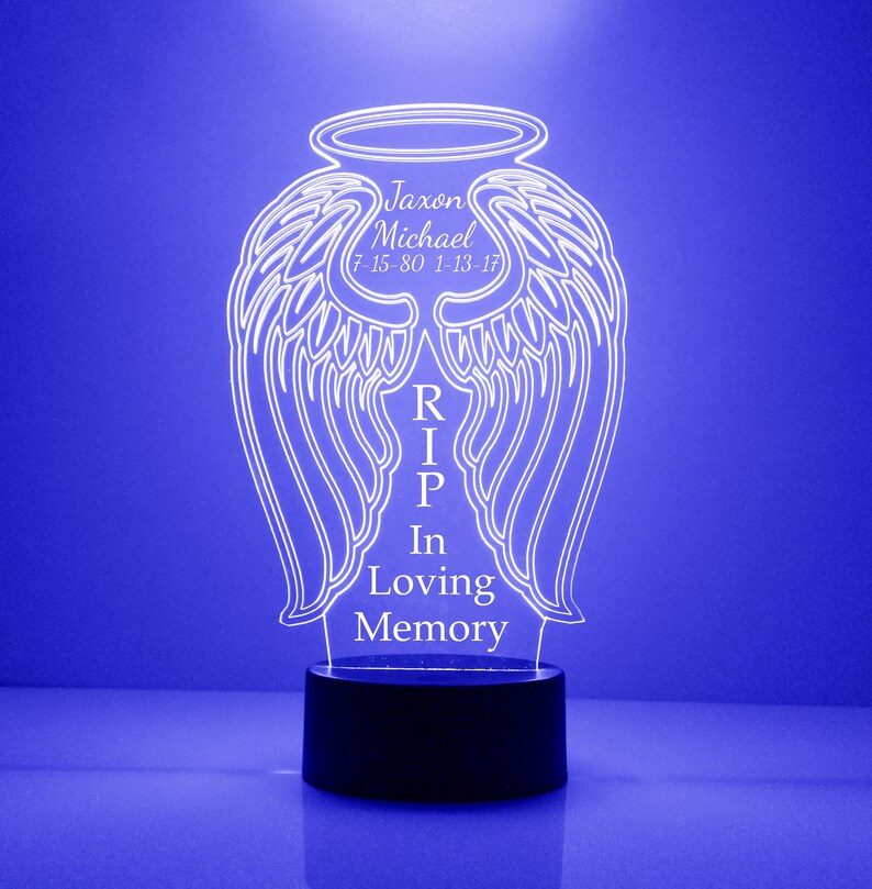 Angel Wings, RIP Custom Engraved Table Light, Personalized Free, 16 ...
