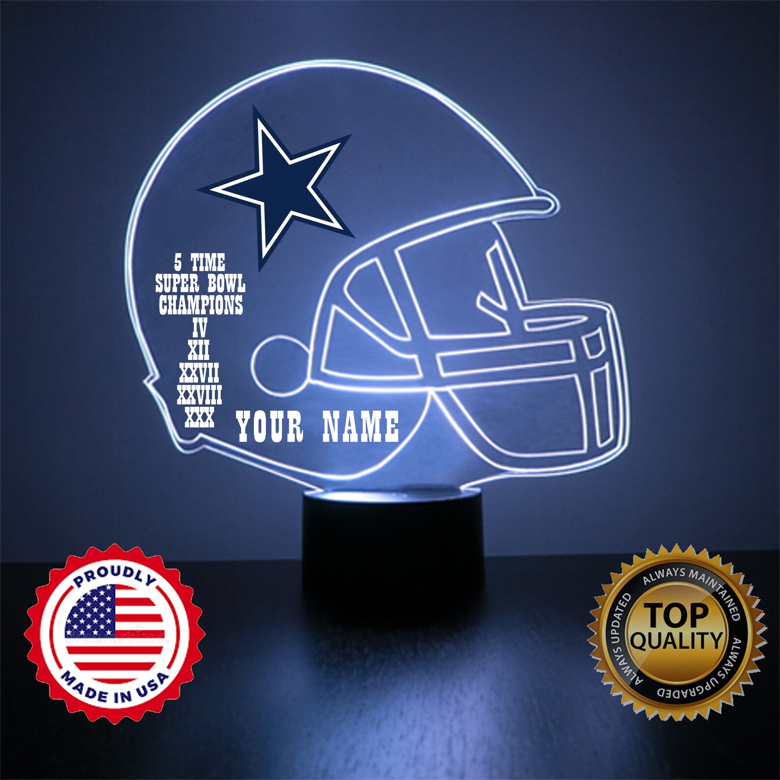 Dallas Cowboys, LED Football Sports Fan Lamp, Custom Made Night Light ...