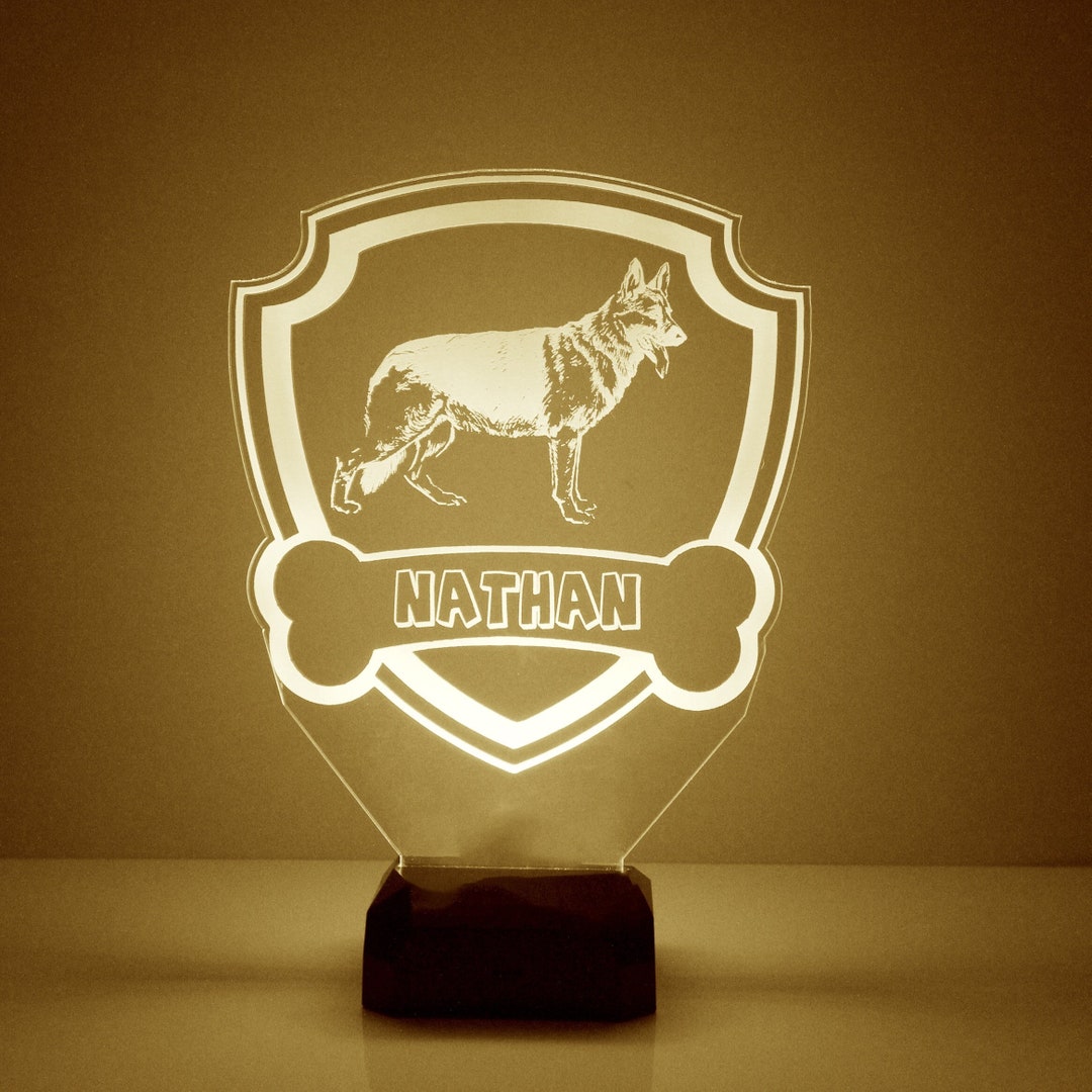Dog Acrylic Light up , Custom Engraved Night Light, Personalized Free ...