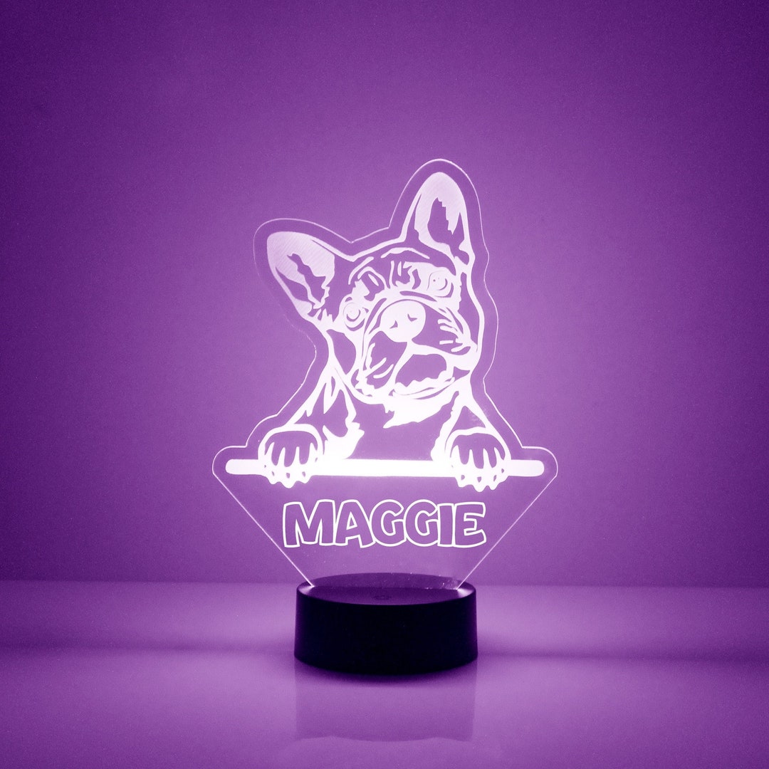 Boxer Dog Acrylic Light up , Custom Engraved Night Light, Personalized ...