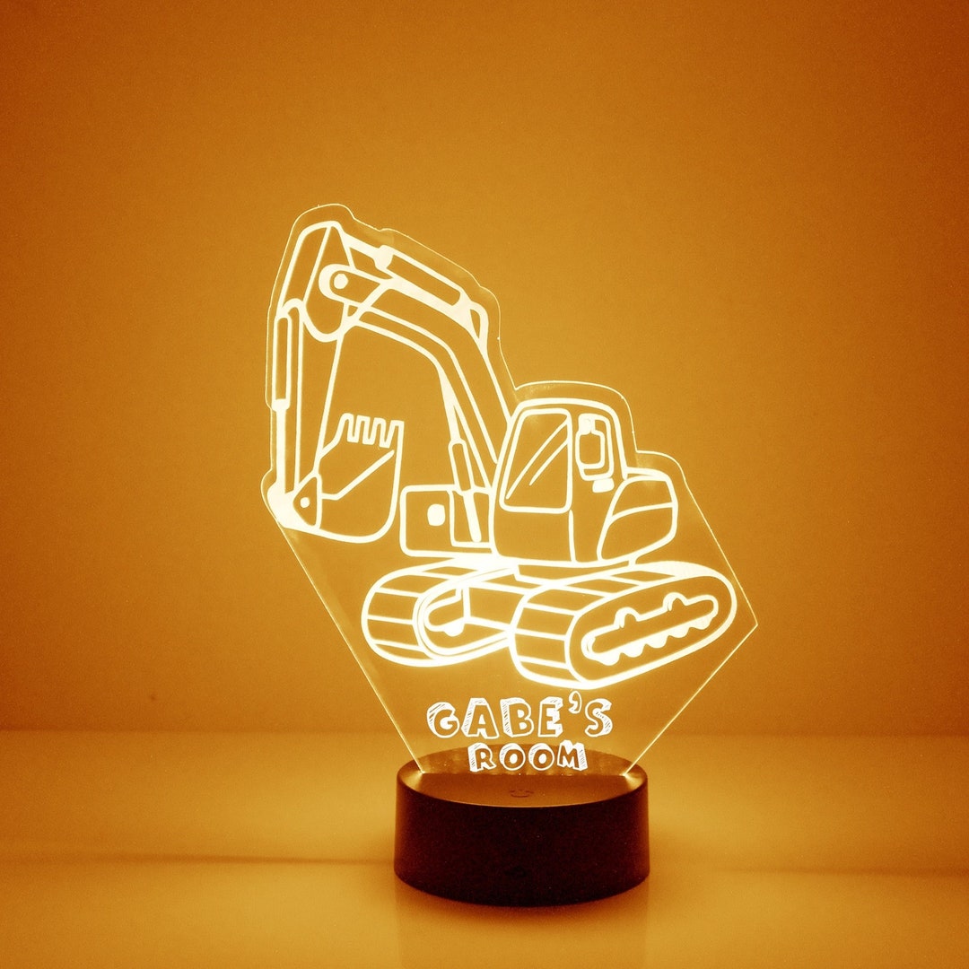 Light up Excavator Construction Theme, Custom Engraved Night Light ...
