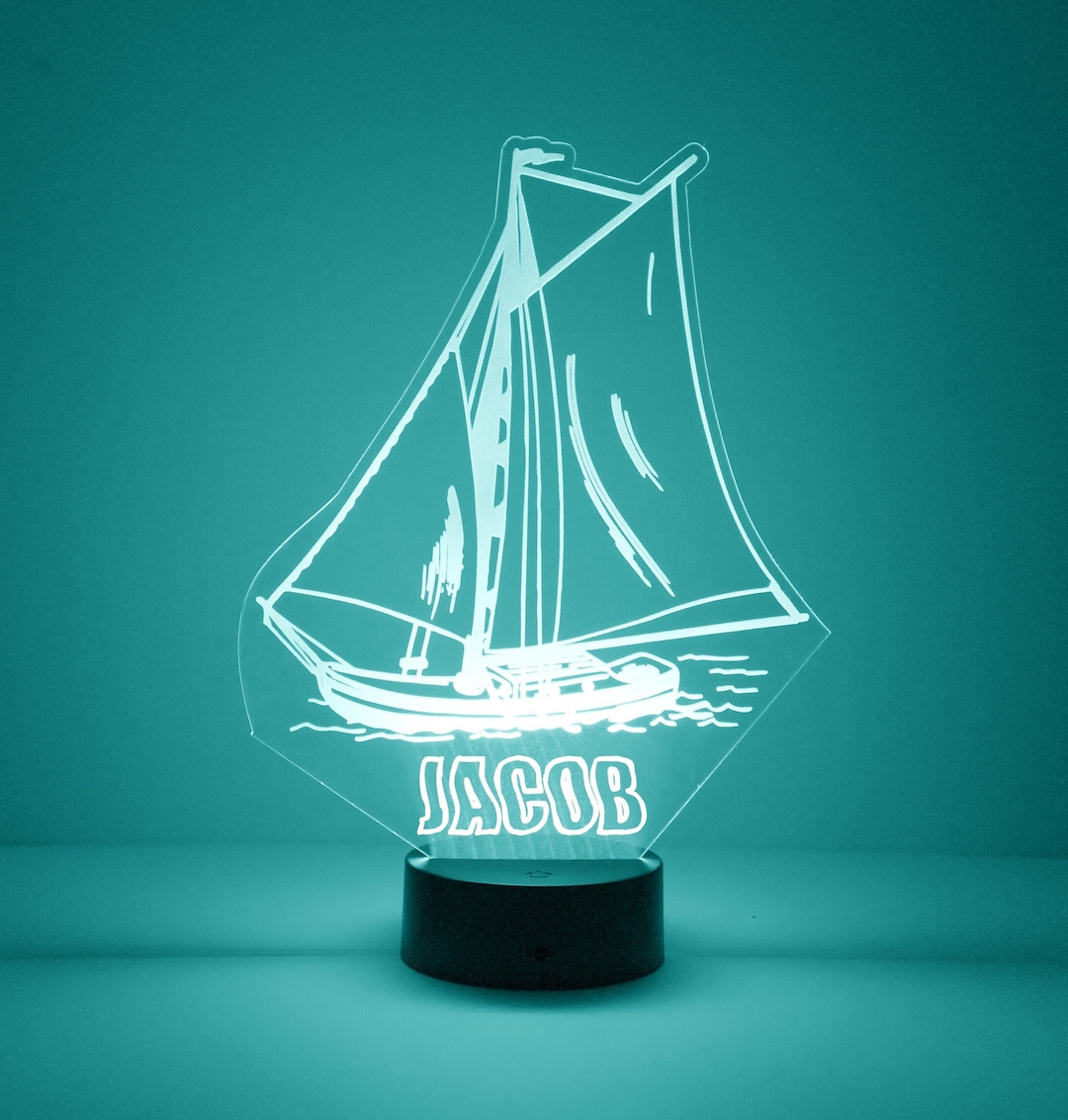 Light up Sail Boat, Custom Engraved Night Light, Personalized Free, 16 ...