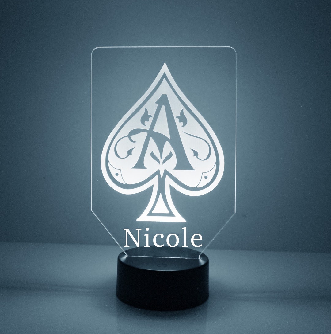 Light up Ace of Spades, Custom Engraved Night Light, Personalized Free ...