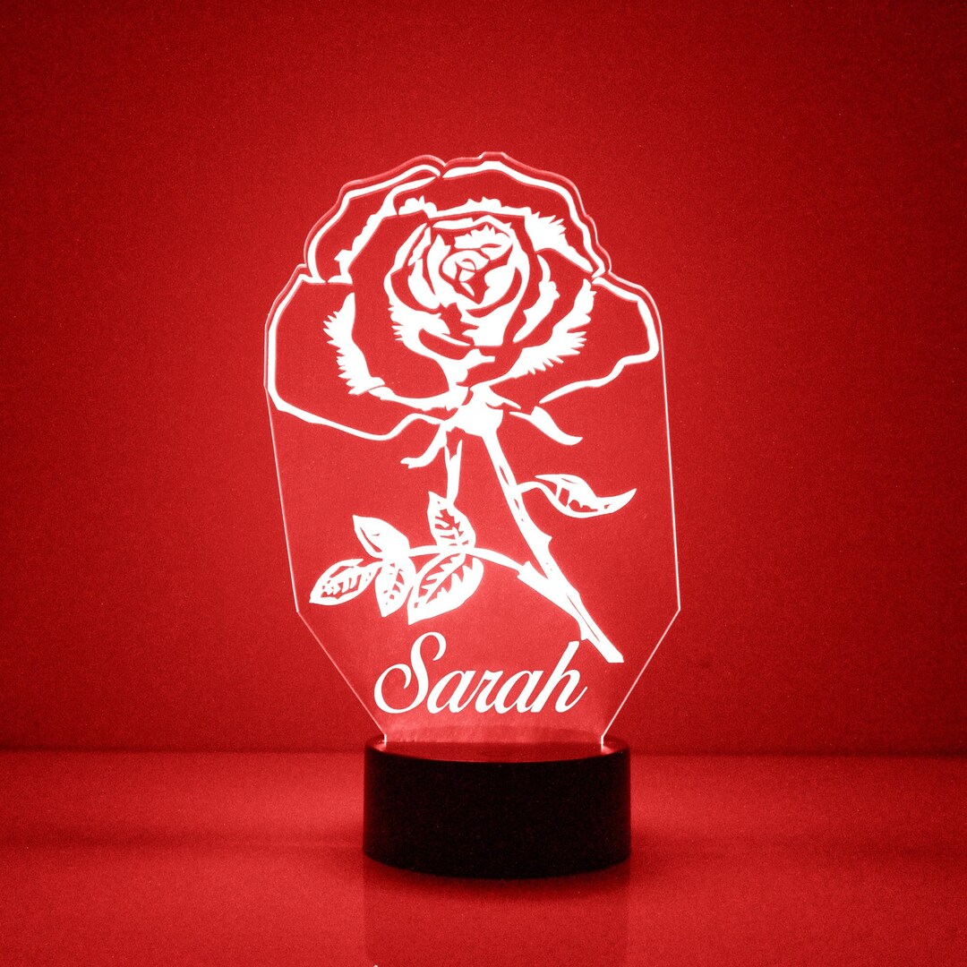 Light up Rose, Custom Engraved LED Night Light, Personalized Free, 16 ...