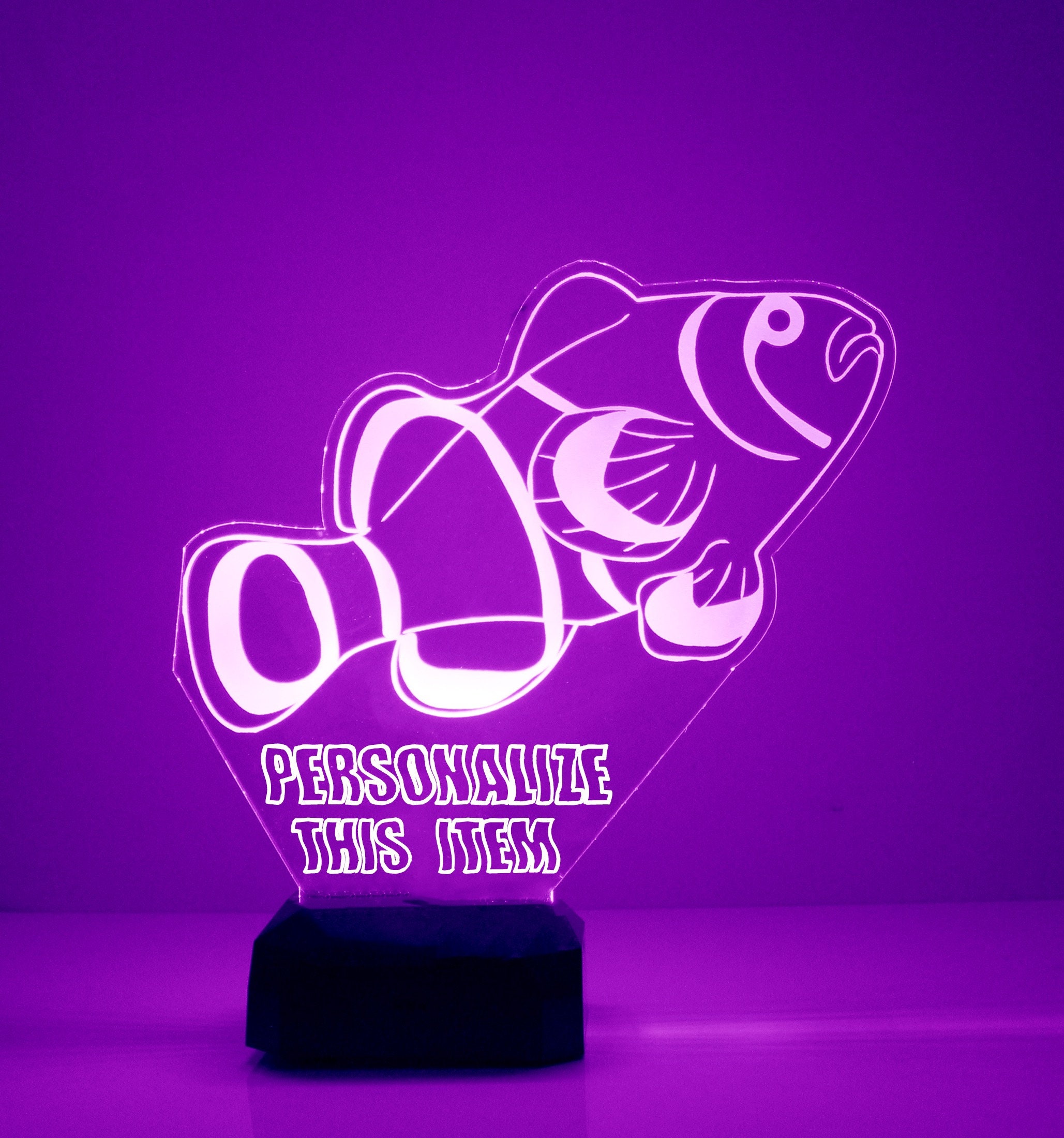Light up Clown Fish, Custom Engraved Night Light, Personalized Free, 16 ...