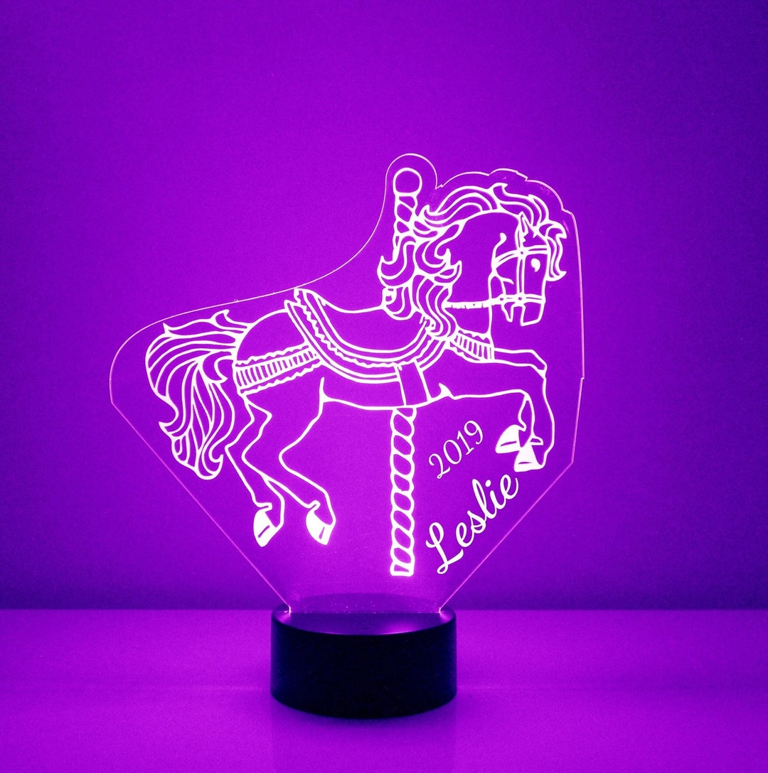 Light up Carousel Horse, Custom Engraved Night Light, Personalized Free ...