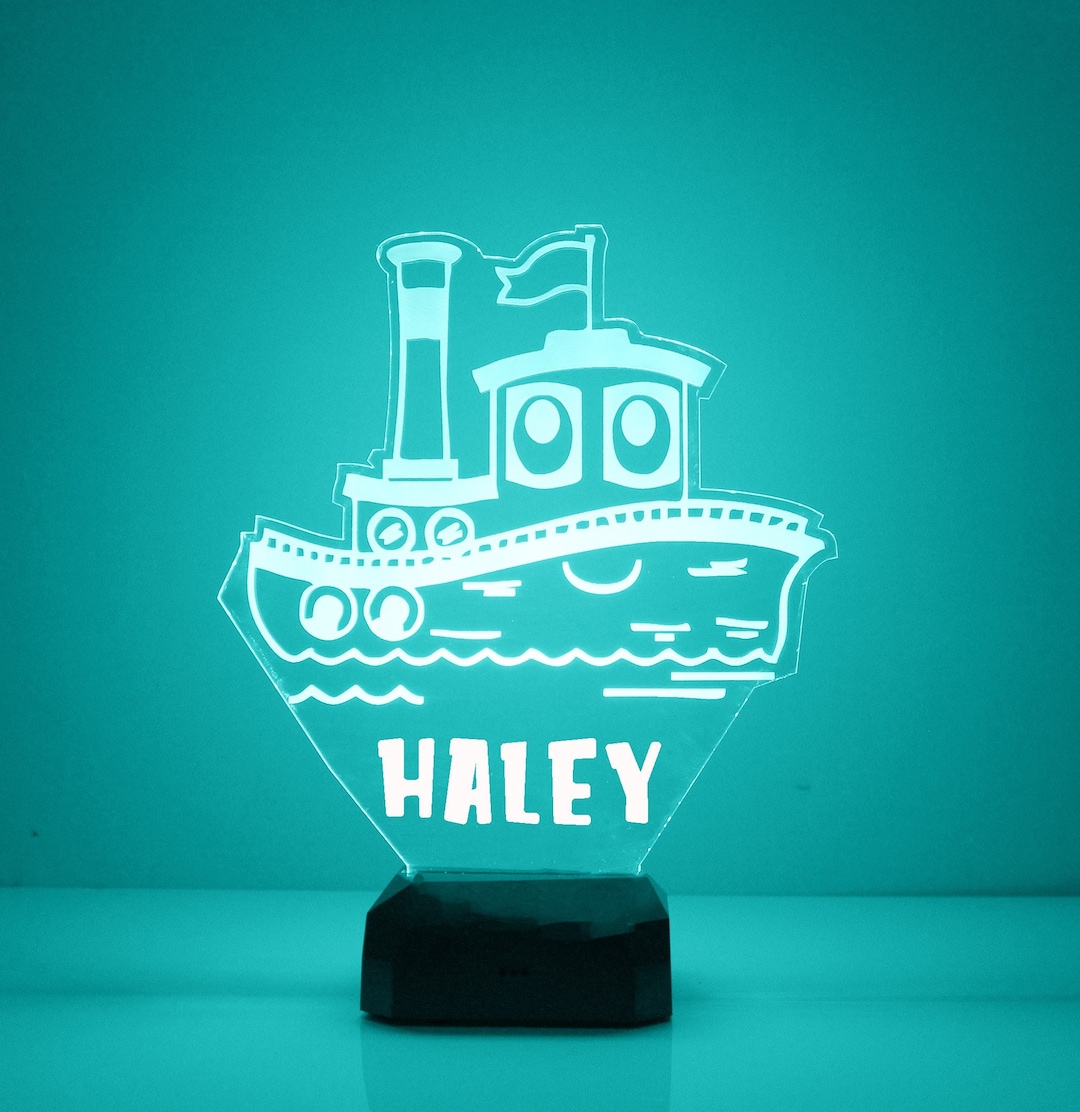 Light up Tug Boat, Custom Engraved Night Light, Personalized Free, 16 ...