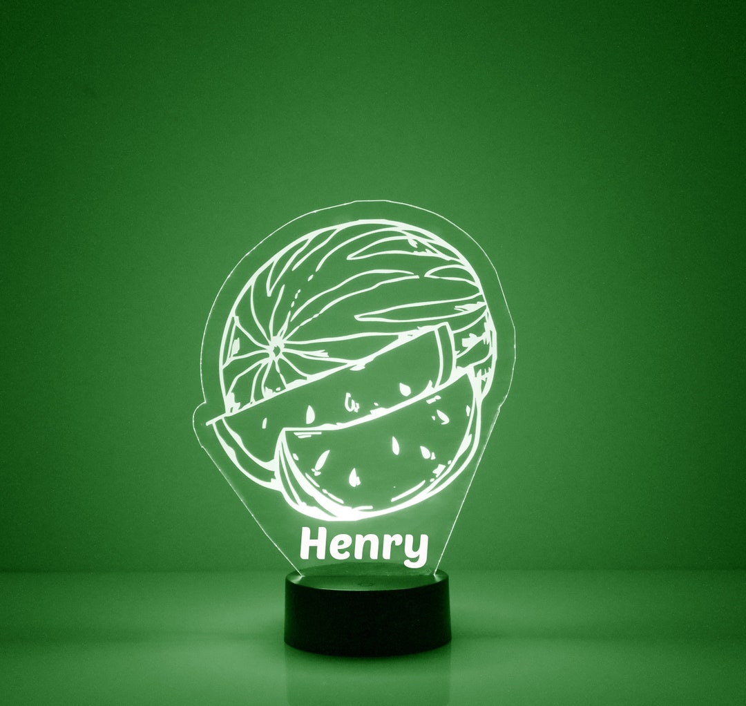 Acrylic Light up Watermelon, Custom Engraved Night Light, Personalized ...