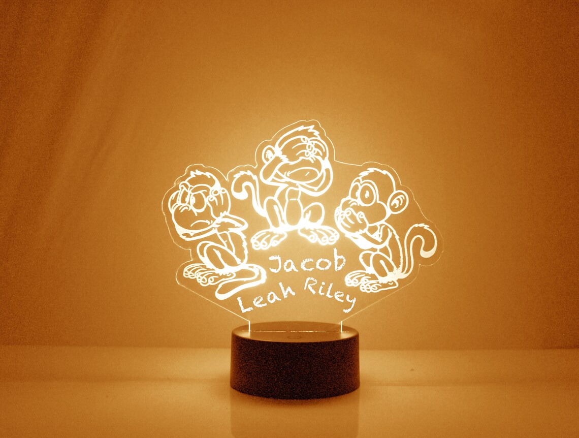Light up Monkey Custom Engraved Night Light Personalized | Etsy
