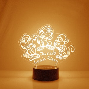Light up Monkey, Custom Engraved Night Light, Personalized Free, 16 ...