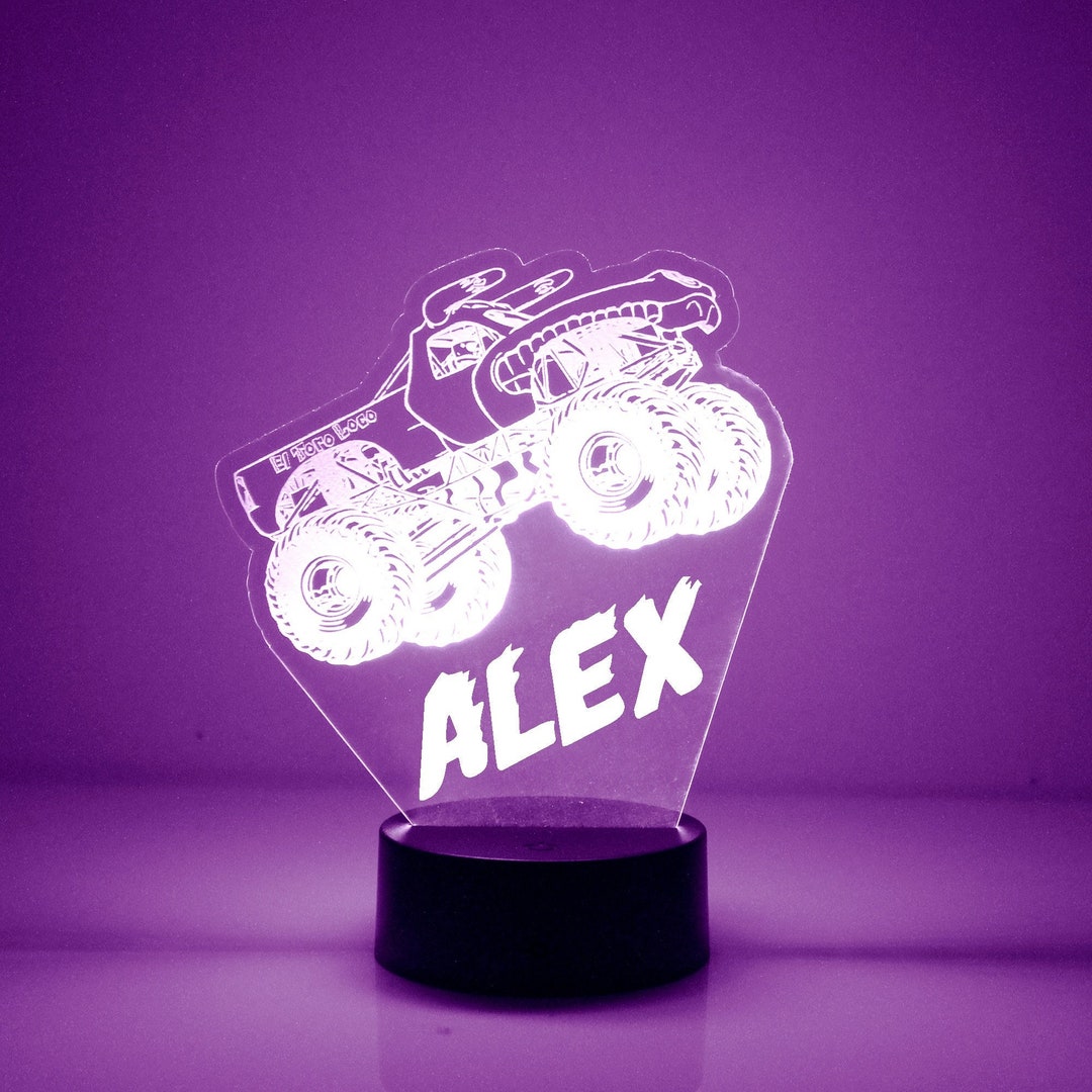 Monster Truck Light Up, Custom Engraved Night Light, Personalized Free ...