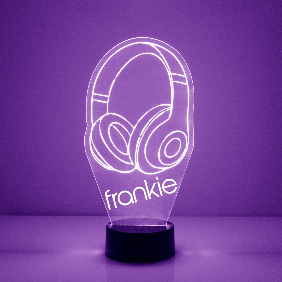 Acrylic Light up Headphones, Custom Engraved Night Light, Personalized ...