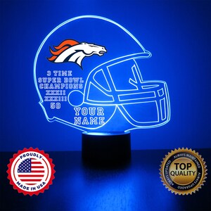 Denver Broncos, LED Football Sports Fan Lamp, Custom Made Night Light ...