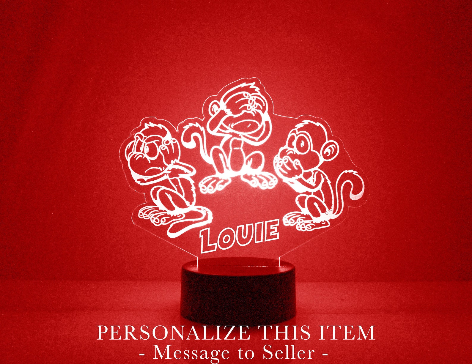 Light up Monkey Custom Engraved Night Light Personalized | Etsy