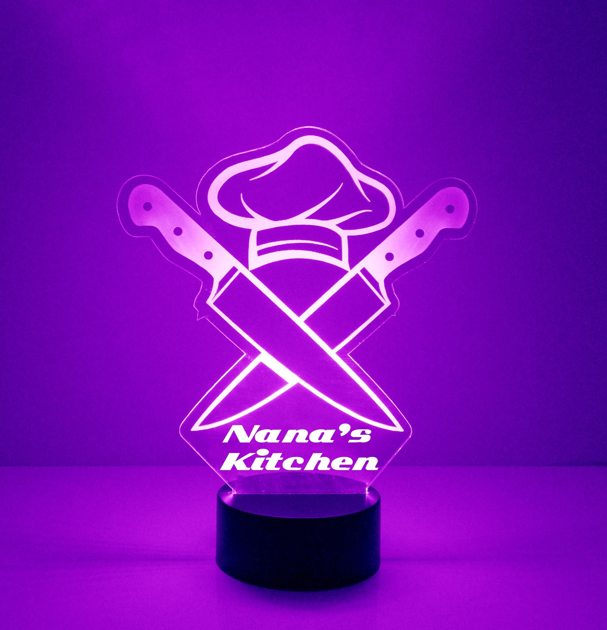 Acrylic Light up Chef's Sign, Custom Engraved Night Light, Personalized ...
