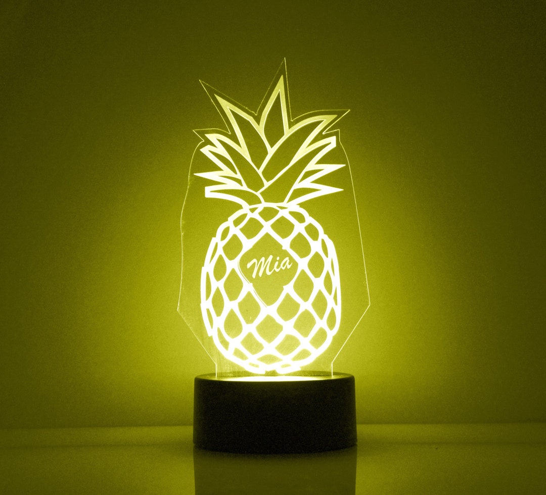 Acrylic Light up Pineapple, Custom Engraved Night Light, Personalized ...