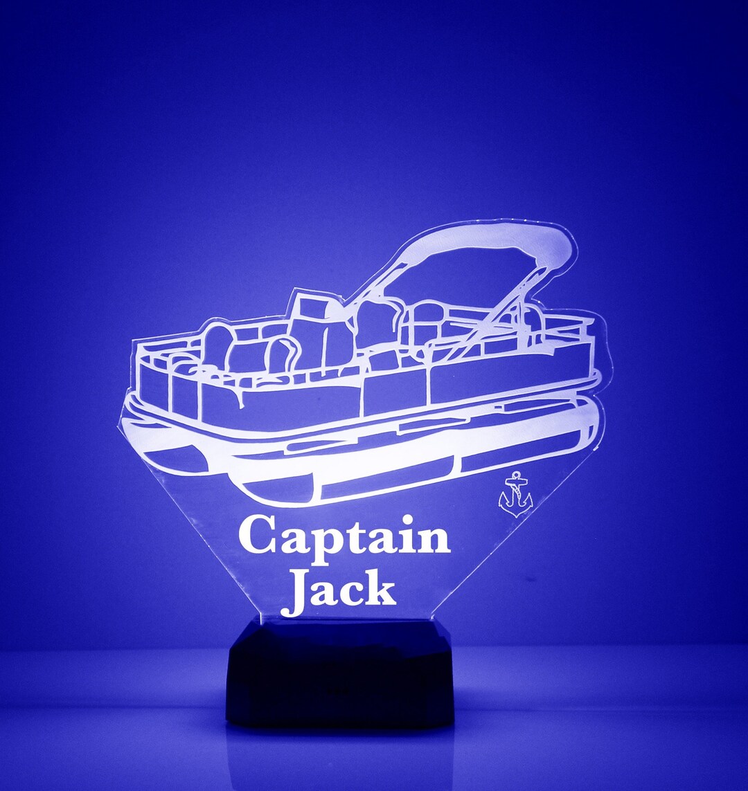 Light up Pontoon Boat, Custom Engraved Night Light, Personalized Free ...