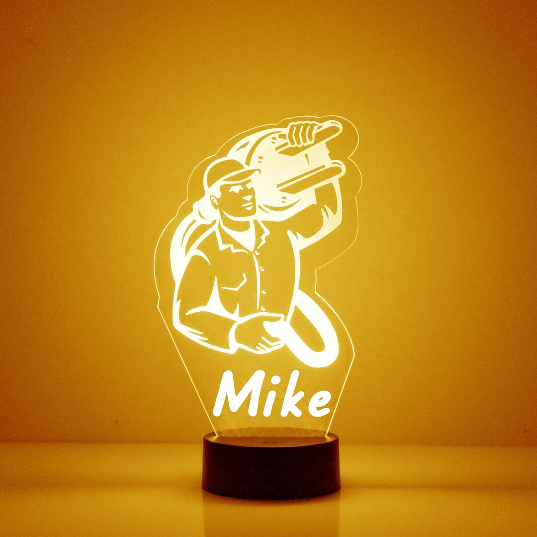 Acrylic Light up Electrician's Sign, Custom Engraved Table Light ...