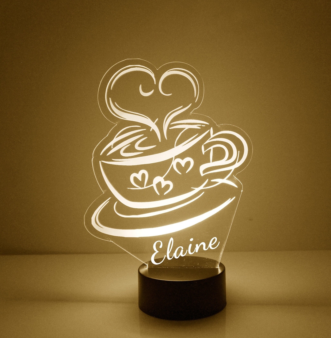 Acrylic Light up Coffee Cup, Cappuccino, Custom Engraved Night Light ...