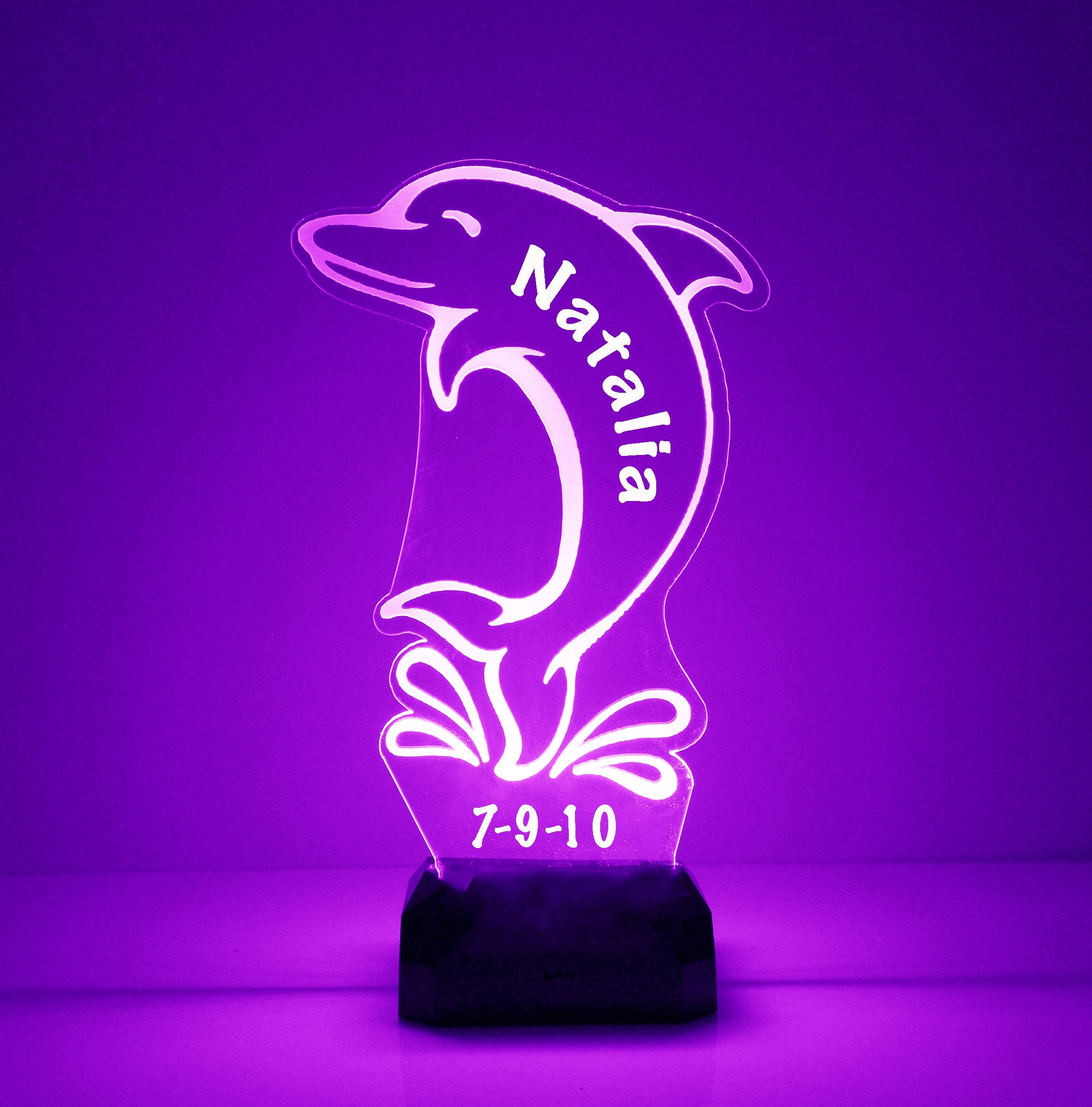 Light up Dolphin Custom Engraved Night Light Personalized | Etsy