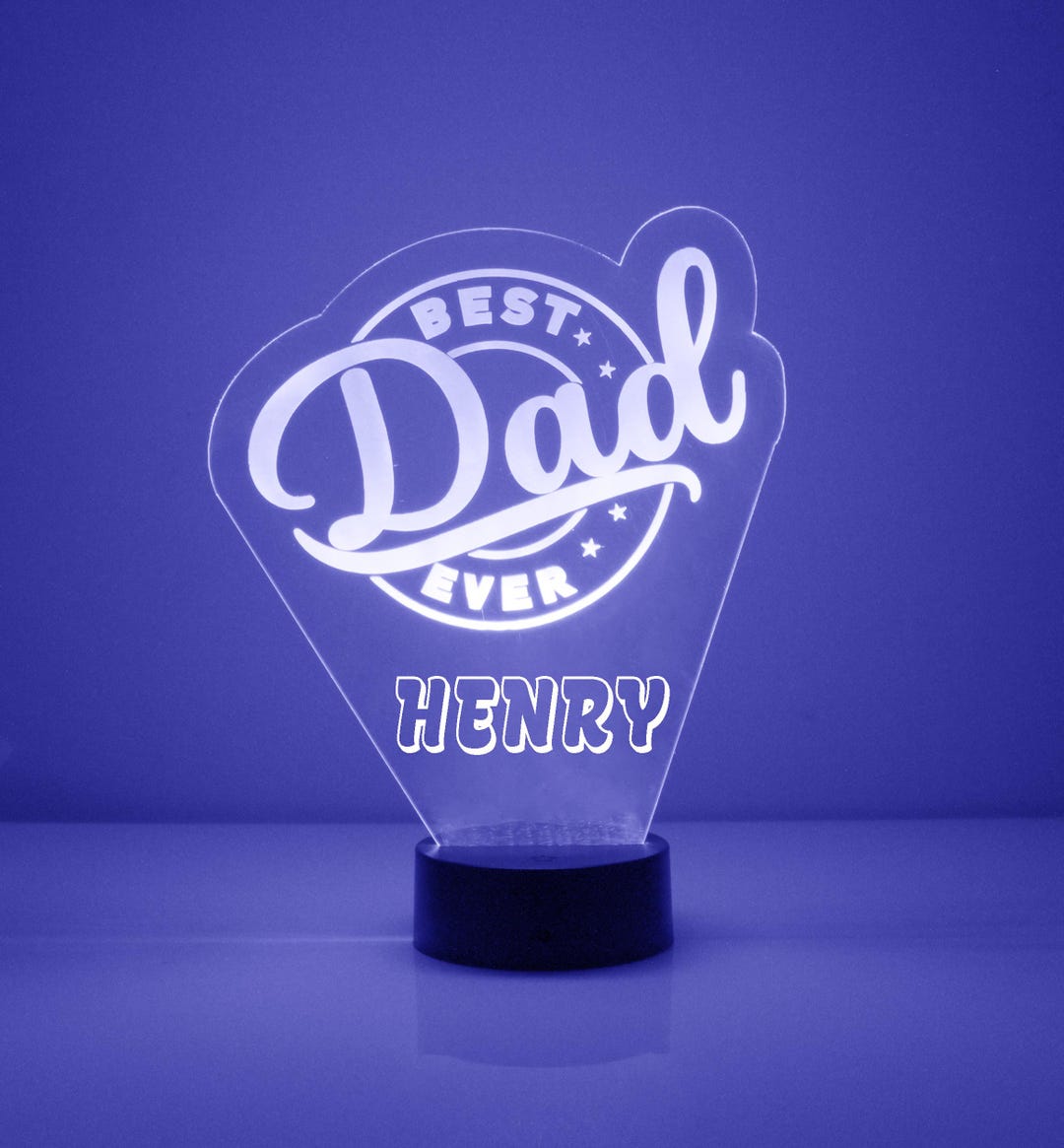Best Dad Ever Desk Lamp, Custom Engraved Night Light, Personalized Free ...