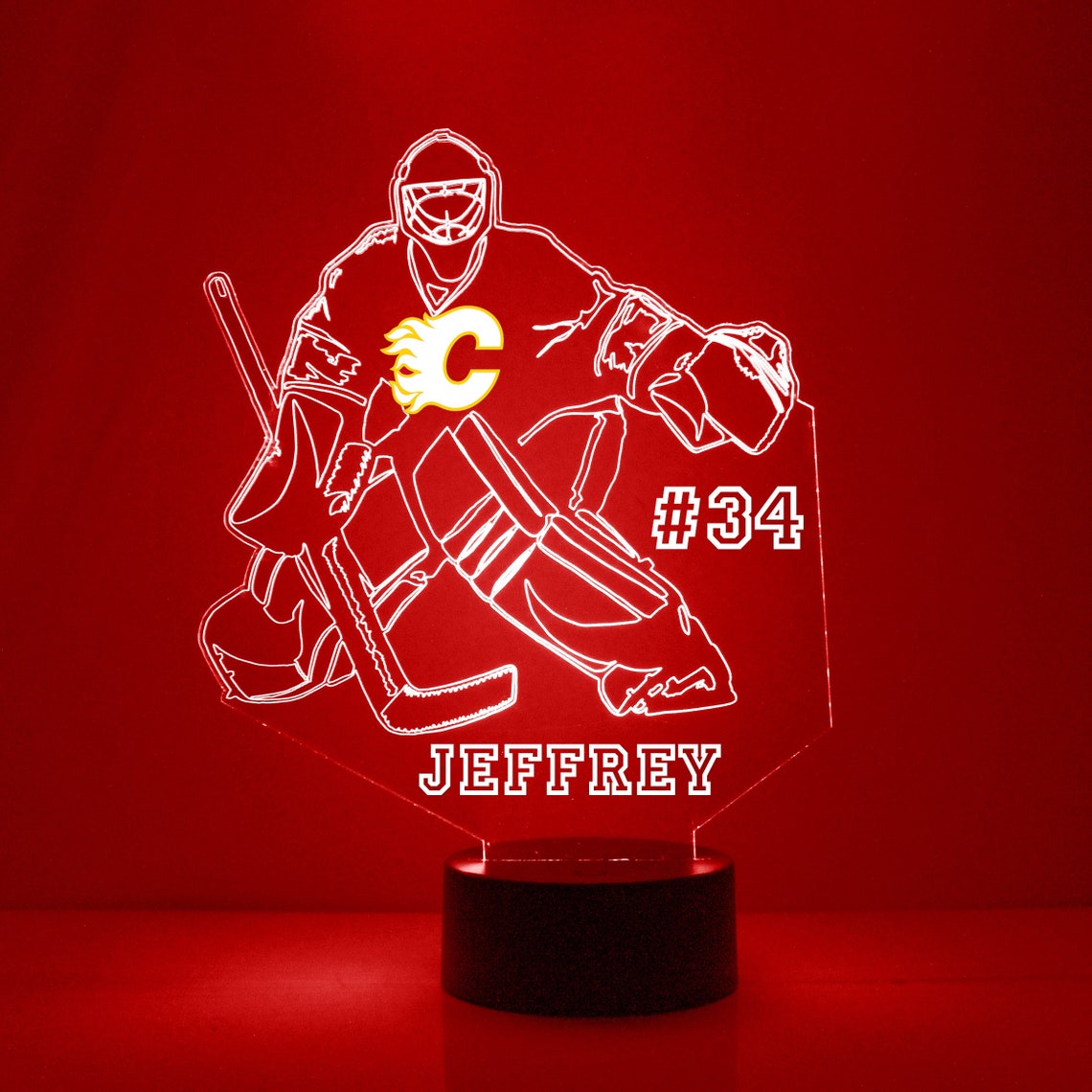 Calgary Flames, LED Hockey Sports Fan Lamp, Custom Made Night Light ...