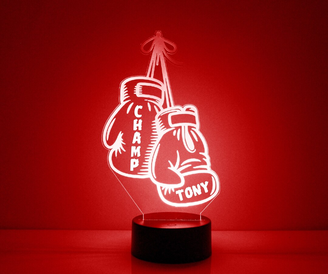 Light up Boxing Gloves, Custom Engraved Night Light, Personalized Free ...