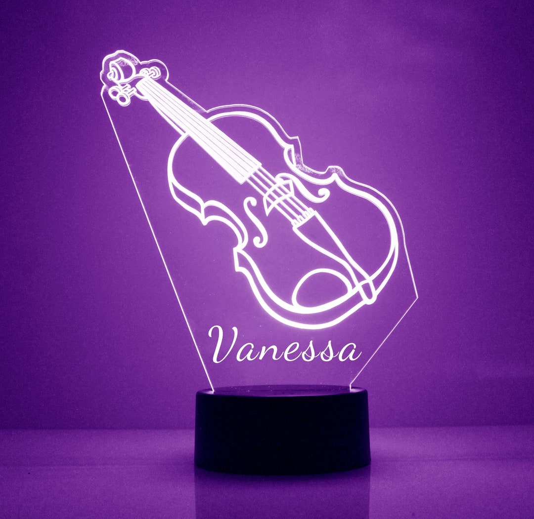 Acrylic Light up Violin, Custom Engraved Night Light, Personalized Free ...